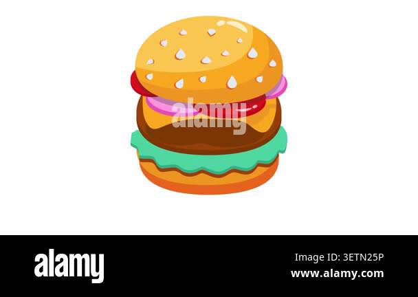 Creatively designed animated icon of burger in 3d style Stock Video ...