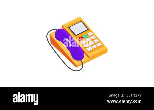 Easy to edit 2d animated icon of hotel landline phone Stock Video ...