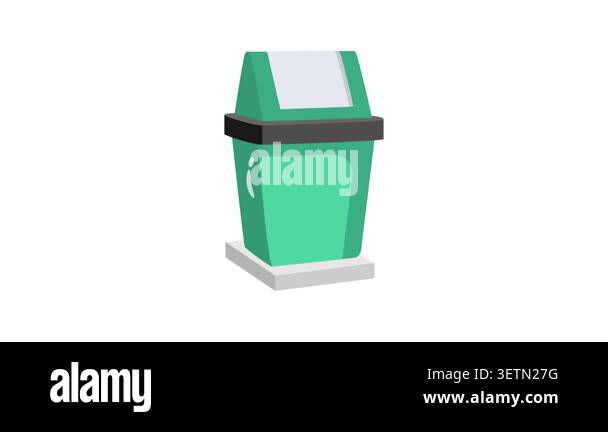Easy to edit 2d animated icon of dustbin container Stock Video Footage ...