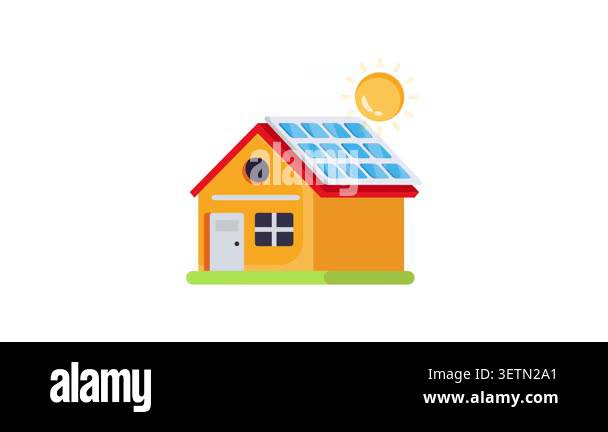 A 2d style animated icon showing solar home environment Stock Video ...