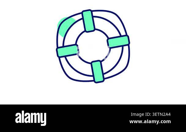 Lifebuoy icon in cute style isolated on white background, beautiful ...
