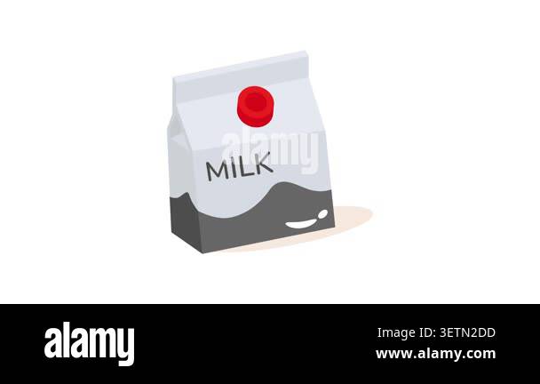 A simple, cartoon-style illustration of a milk carton Stock Video ...