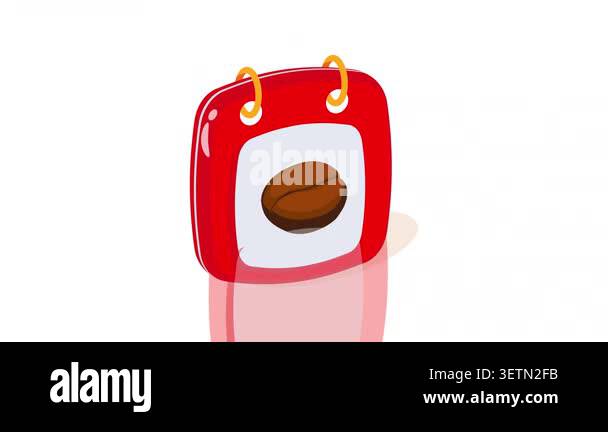 Red Coffee Calendar animated icon with Coffee Bean Stock Video Footage ...