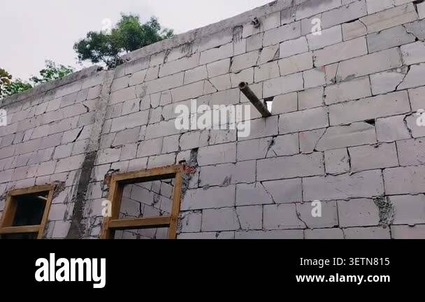 Footage of a house under construction. House construction in Indonesia ...