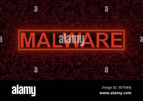 Malware Text Over Binary Code, Malware Over Computer Binary Background ...