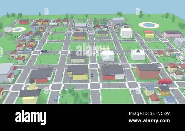 LowPoly city cars traffic 3d buildings tower bg able to loop endless 4k ...