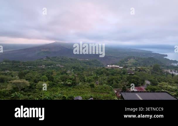 Panoramic View of Mount Batur Volcano and Lake Batur in Kintamani, Bali ...