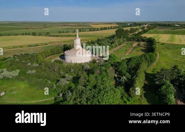 Cinematic aerial drone shot of the Tropaeum Traiani victory monument ...