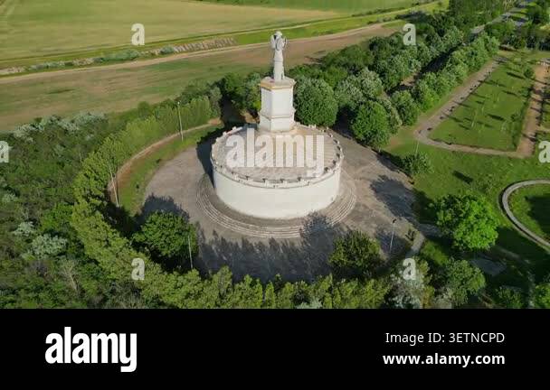 Cinematic aerial drone shot of the Tropaeum Traiani victory monument ...
