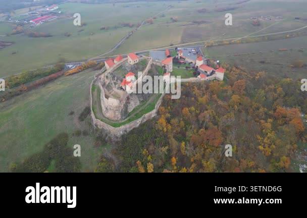 High angle view of the restored Rupea medieval citadel built on a ...