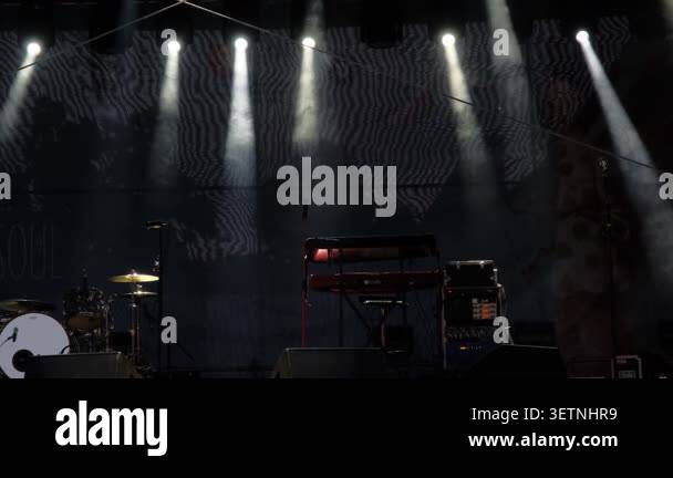 Empty stage lighting with swirling smoke effects Stock Video Footage ...
