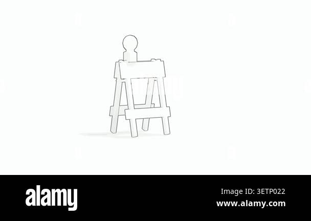 Clean black and white line animation featuring a simple character ...