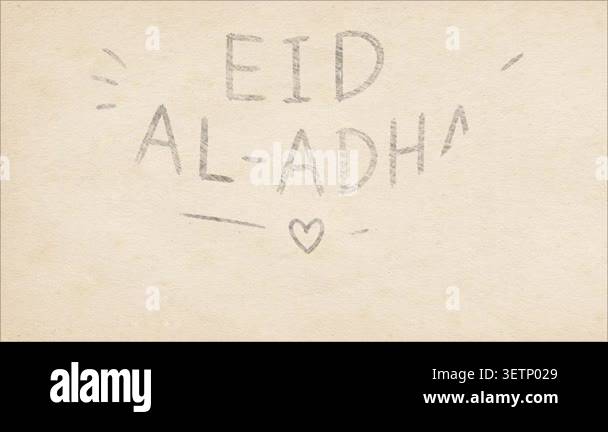 Hand drawn text animation for eid al adha on vintage paper Stock Video ...