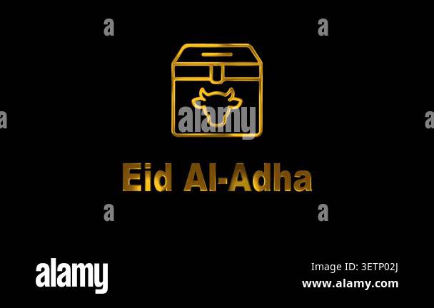 Golden donation box icon with cow symbol for eid al adha Stock Video ...