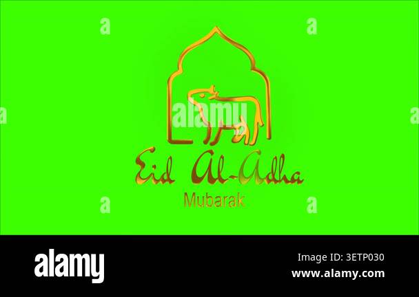 Golden eid al-adha mubarak logo with cow and mosque archway Stock Video ...