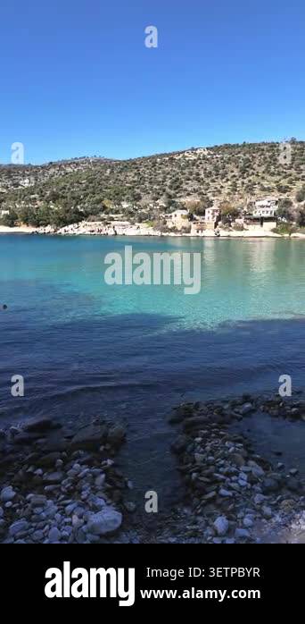 Panorama of The coastline of Thassos island near village of Aliki, East ...