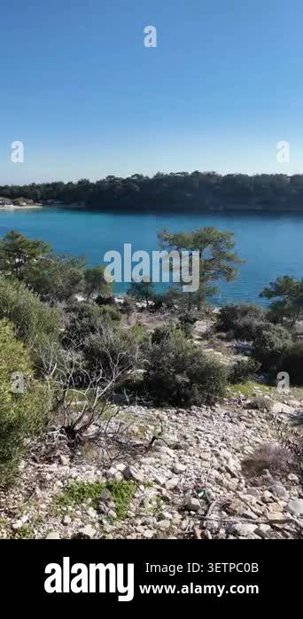 Panorama of The coastline of Thassos island near village of Aliki, East ...