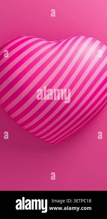 Pink striped heart pulsating on a pink background, Valentine s Day 3D ...