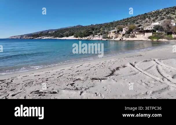 Panorama of The coastline of Thassos island near village of Aliki, East ...