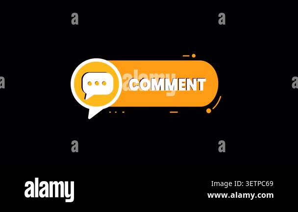 Orange Comment Button and Speech Bubble Icon on Black Background Stock ...