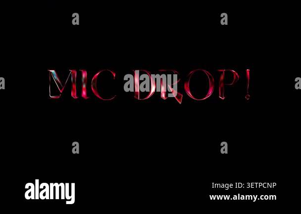 Dark gothic Mic Drop title with ultra-shiny chrome metal finish Stock ...