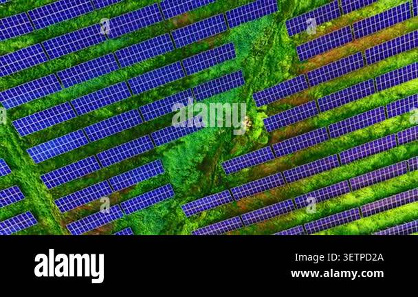 Morning light on geometric solar panel pattern, in a top down abstract ...