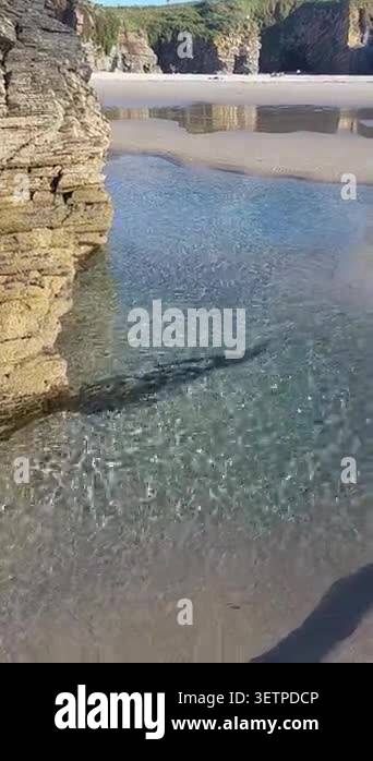 High-angle shot of pure and pristine sea water with shimmering sun ...