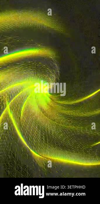Looping motion background of glowing neon yellow and green wireframe ...