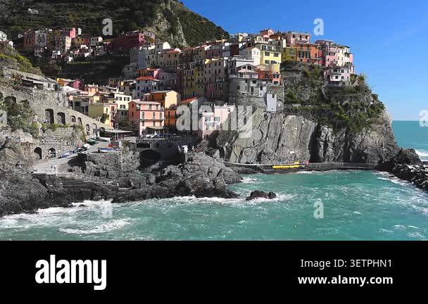 Manarola is a small coastal town in Liguria, Northern Italy, and one of ...