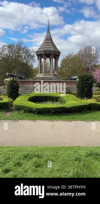 View of the Chinese Bell Tower in Nottingham Arboretum Park on Waverley ...