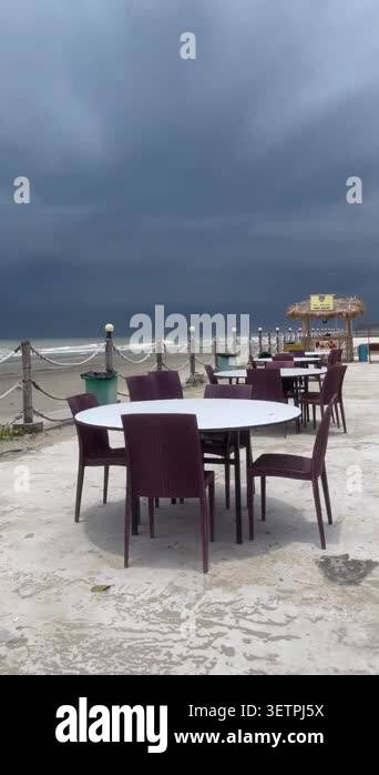 cafe on the beach. Stormy Beach Restaurant Background, Tumbling Dark ...