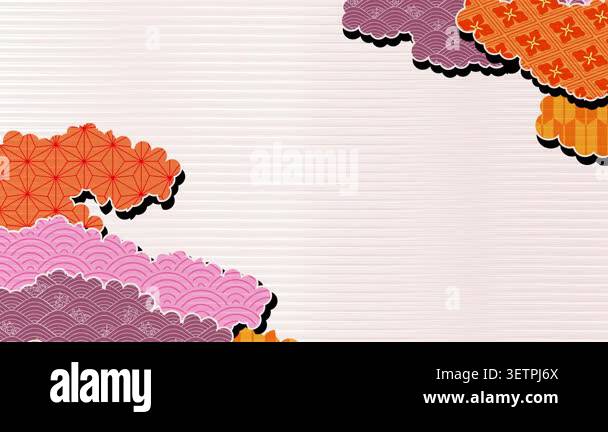 Traditional Japanese Style Decorative Clouds Pattern 4K Stock Video ...
