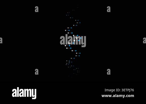 An abstract digital animation of a stylized, glowing DNA spiral ...