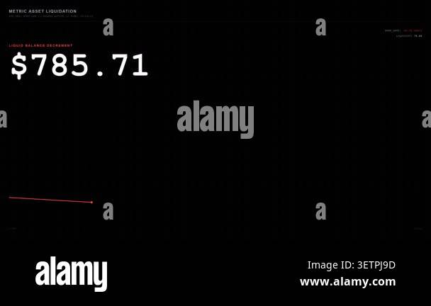 A minimalist digital financial interface showing a significant drop in ...