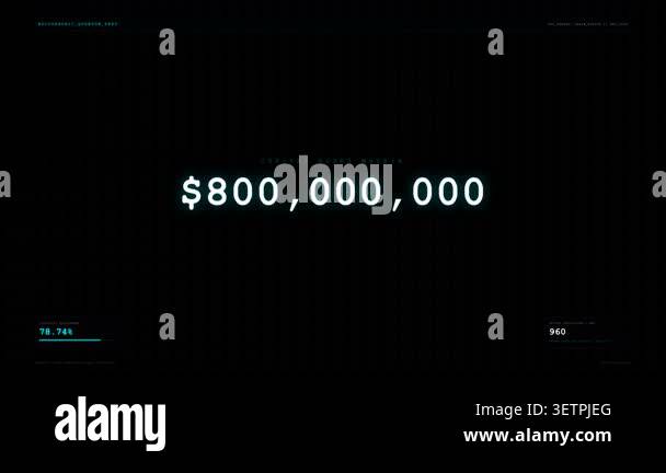 A minimalist digital graphic showing a large financial amount in white ...