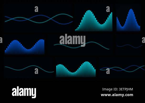 A collection of digital data visualization elements featuring various ...