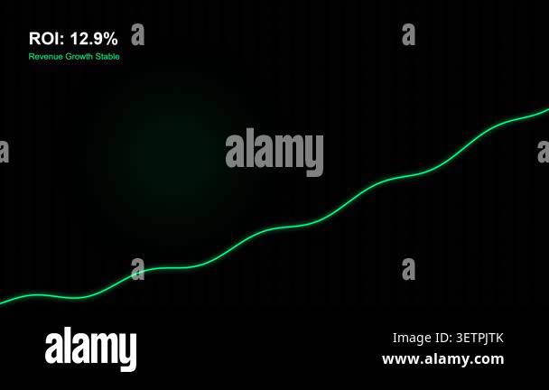 A digital financial visualization featuring a rising green line graph ...