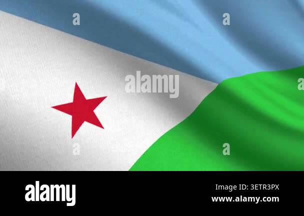 Seamless 3D video of the Djibouti flag fluttering in the wind looping ...