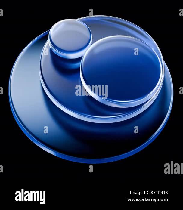 Abstract 3D Blue Glass Circle and Disk Stack Animation Stock Video ...