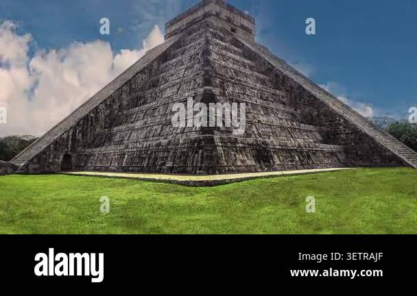 Ancient mayan pyramid of kukulcan at chichen itza in mexico showing its ...