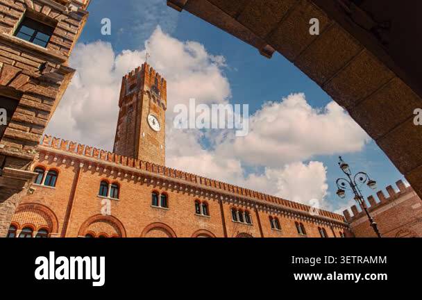 Impressive low-angle timelapse of the medieval palazzo dei trecento in ...
