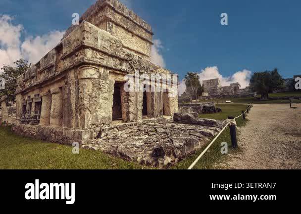 Historic mayan temple ruins at the tulum archeological site in mexico ...