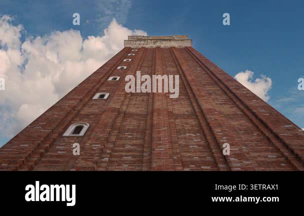 Low angle timelapse of the historic st mark's campanile in venice ...