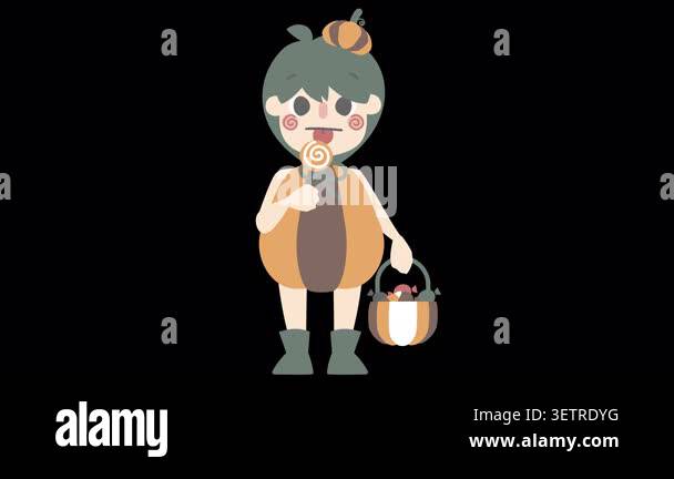 animated video happy halloween holiday festival with boy wearing ...