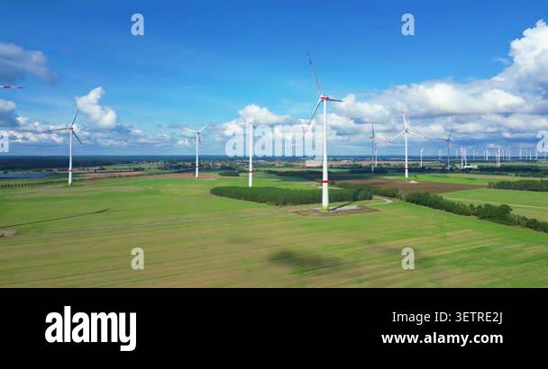 Wind turbines in the countryside near Mllrose, Brandenburg Stock Video ...