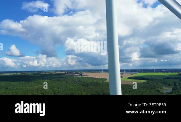 Wind turbines in the countryside near Mllrose, Brandenburg Stock Video ...