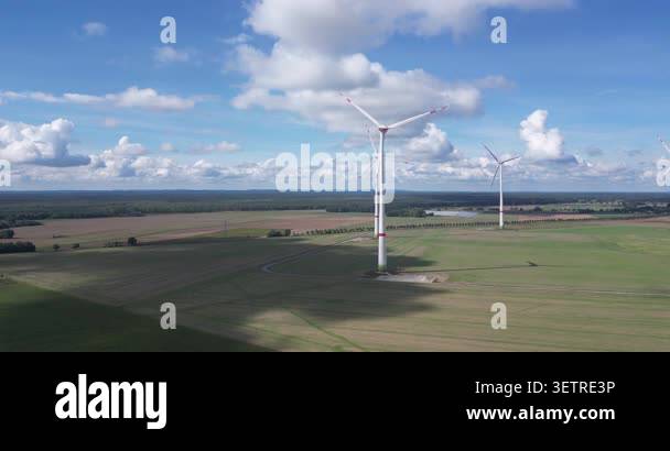 Wind turbines in the countryside near Mllrose, Brandenburg Stock Video ...