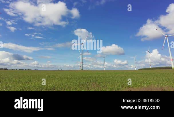 Wind turbines in the countryside near Mllrose, Brandenburg Stock Video ...