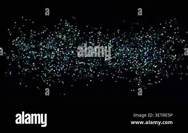 Abstract particle animation forming the word welcome with glowing blue ...