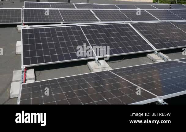 The Concept of Green Energy in an Urban Environment. Solar panels on ...